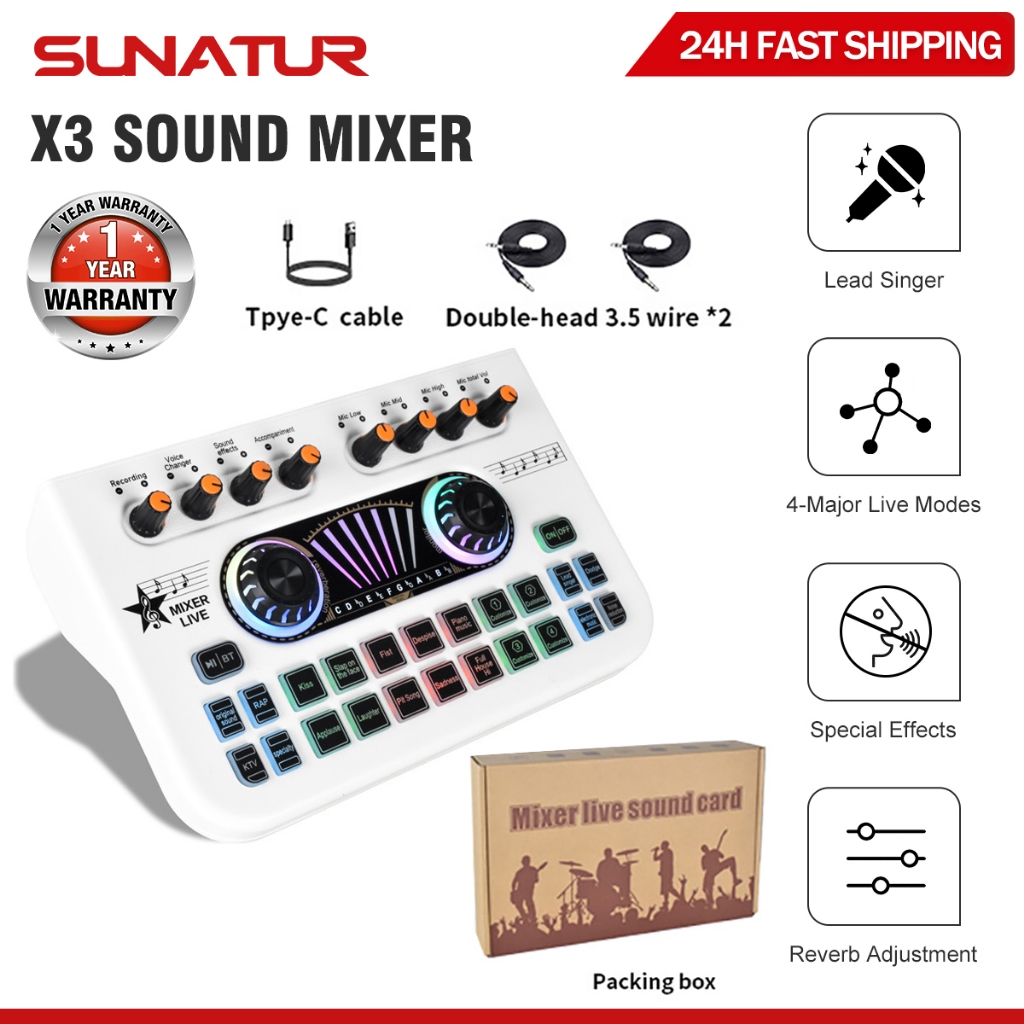 Konsol Penguat Pengadun Bunyi Audio Nyanyian Langsung Profesional Kad ...