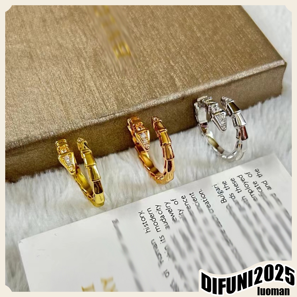 BV fashion head and tail diamond snake fashion narrow ring | Shopee ...