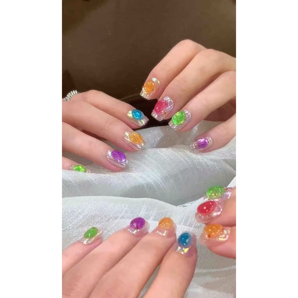Spar dopamine short nail hand-worn nail | Shopee Malaysia
