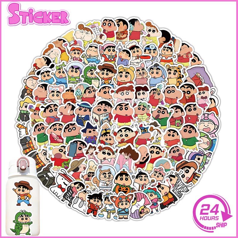 120PCS Cute Crayon Shin chan Stickers Cartoon Waterproof For Phone ...