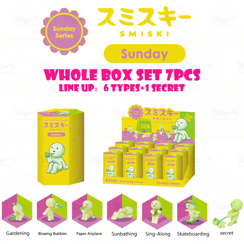 Whole box set 7pcs Smiski Mini Figure Sunday Series Blind box Cute ...