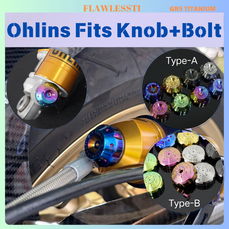 FLAWLESSTI Ohlins Shock Adjustment Knob bolt Set GR5 titanium VESPA ...