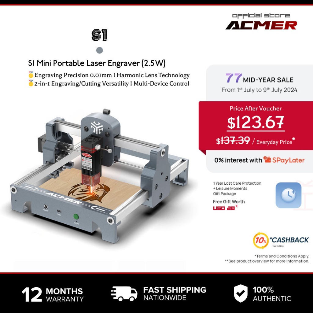 ACMER Mini Portable Laser Engraver S1 Laser Cutter and Engraver CNC ...