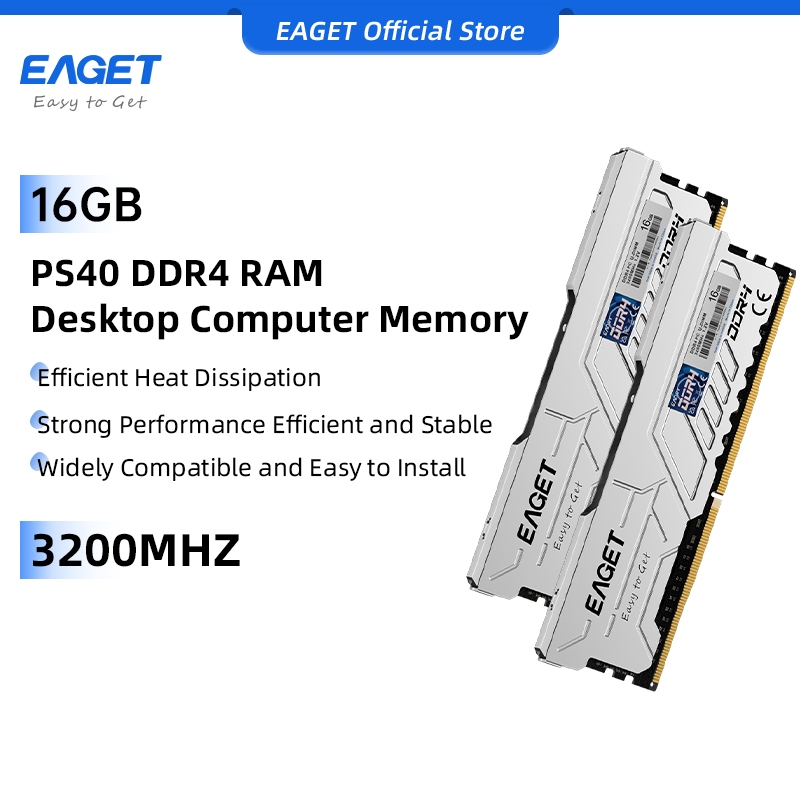 EAGET PS40 RAM DDR4 Memory 3200Mhz For PC Desktop (16GB DDR4 RAM x 2 ...