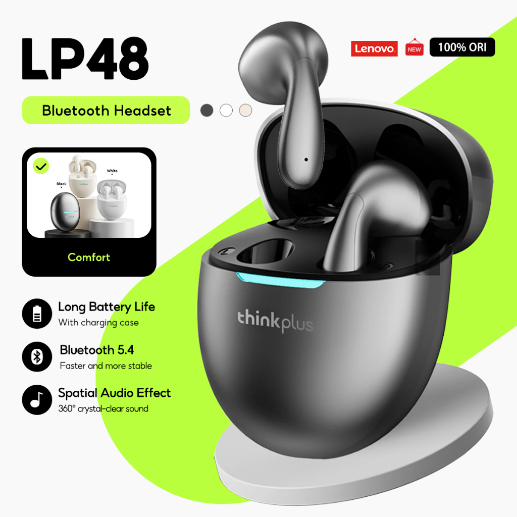 Lenovo Earbuds Thinkplus LP48 Bluetooth 5.4 Wireless Earphone Curve ...