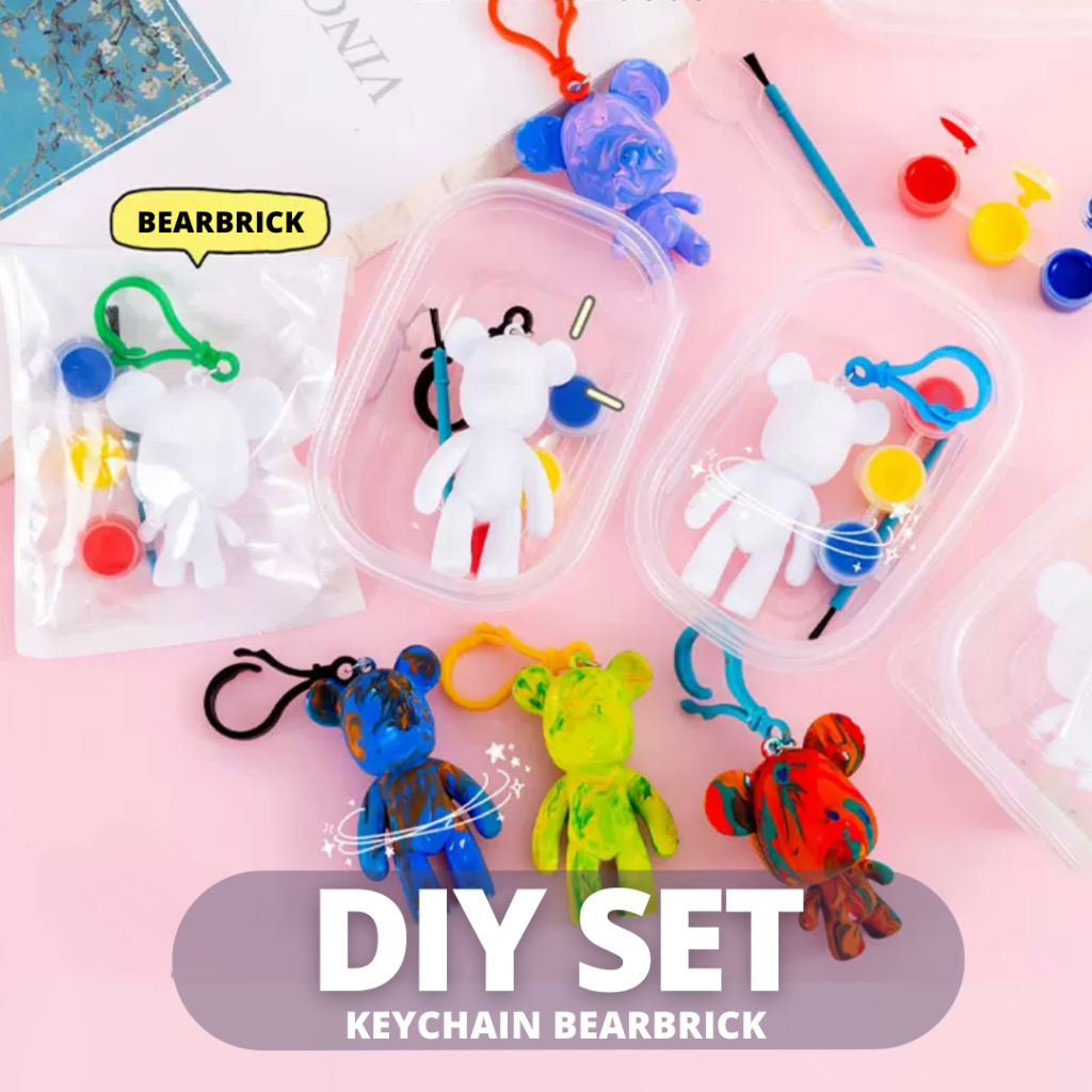 🔥Malaysia Spot🔥DIY Fluid Bearbrick Keychain Set Party Gift Children ...