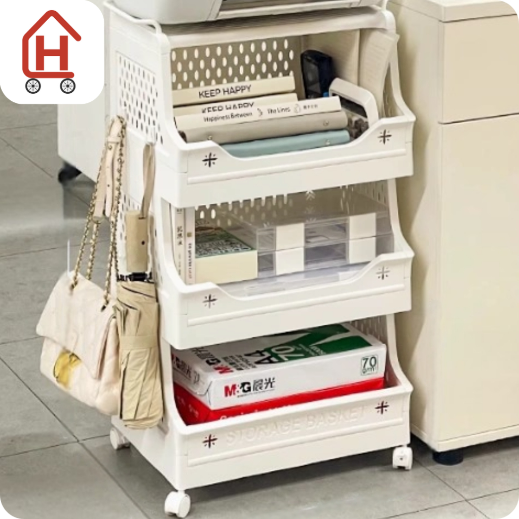 版本A（关键词完整覆盖） Rak Penyimpanan Pejabat Berlapis PP dengan Roda, Trolley ...