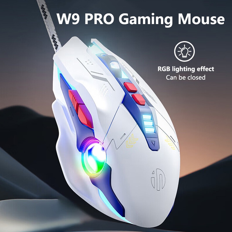 Inphic W9P Wired Gaming Mouse RGB Lighting Effect Ergonomic Comfort and ...