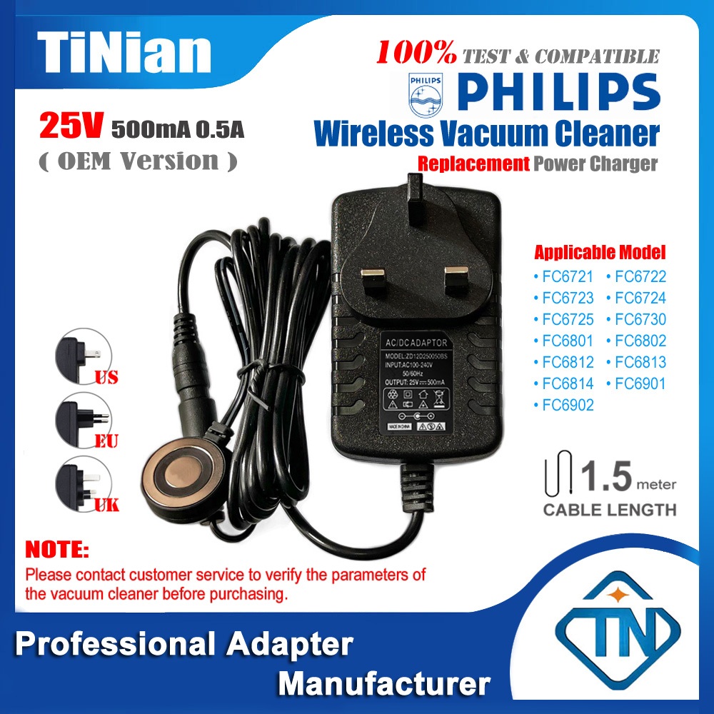25V 500mA 0.5A AC/DC Adapter Charger for PHILIPS FC6802 FC6812 FC6813 ...
