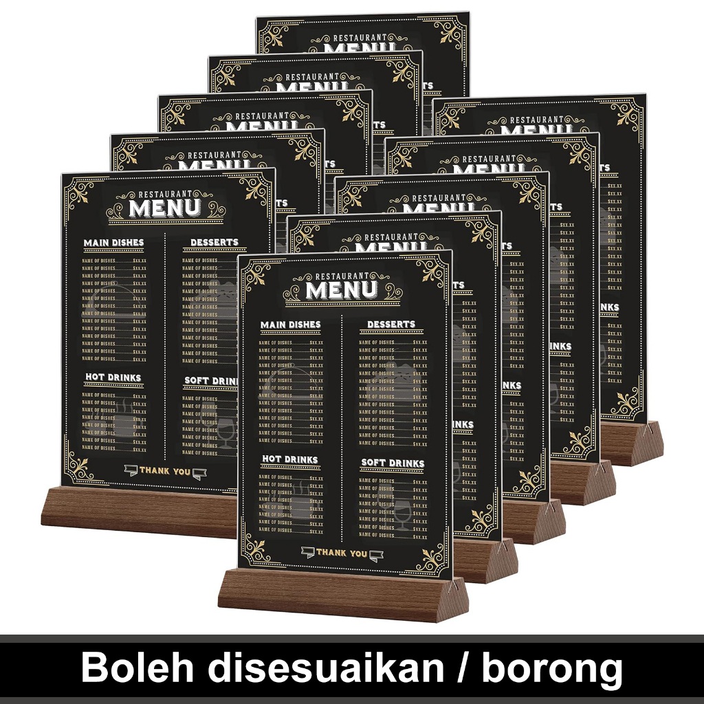 Akrilik T bentuk kertas menu rak boleh disesuaikan A5 A4 halaman harga ...