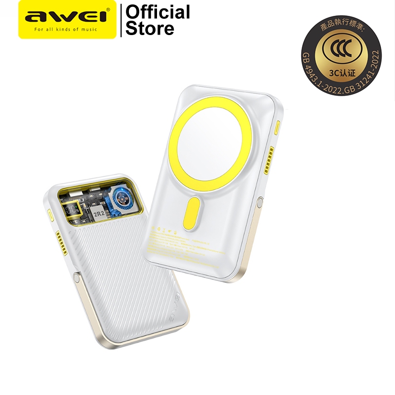 Awei PA-10 Powerbank 3C Magnetic Wireless 10000mah Fast charging LED ...