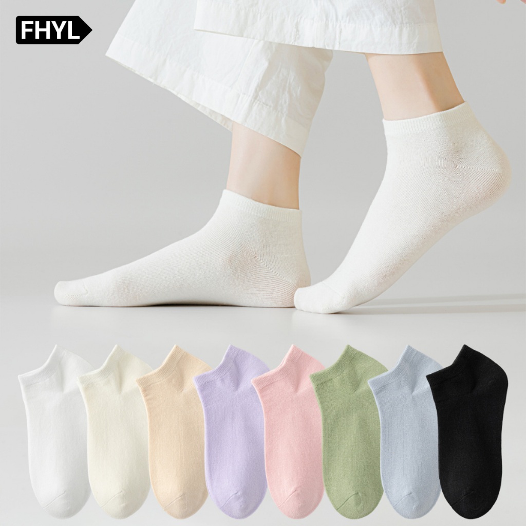 FHYL Soft Breathable Korean Cotton Women Ankle Socks - Solid Colour ...