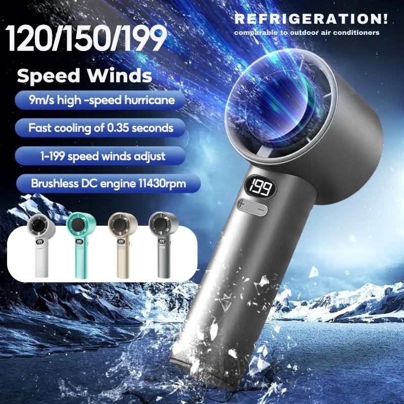 199/150/120-Speed Adjustable Handheld Turbofan with LED Screen ...