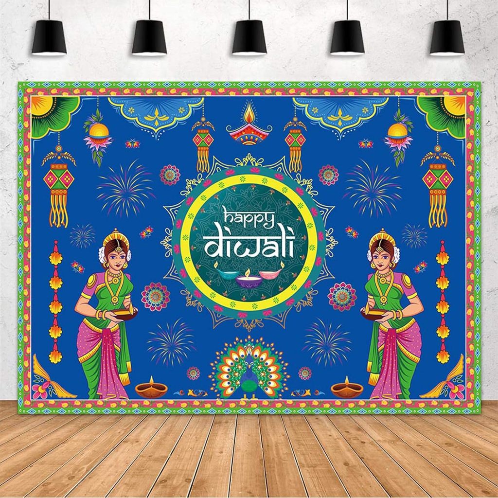 7x5ft Happy Diwali Backdrop Festival of Lights Diwali Decorations ...