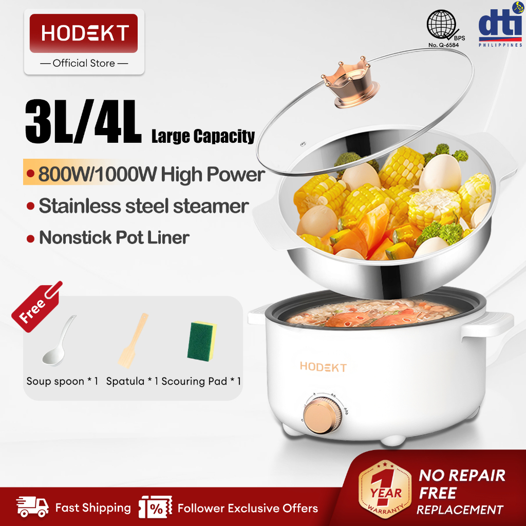 HODEKT 4L Electric Cooker Steamboat Hot Pot Non Stick Frying Wok Pan ...