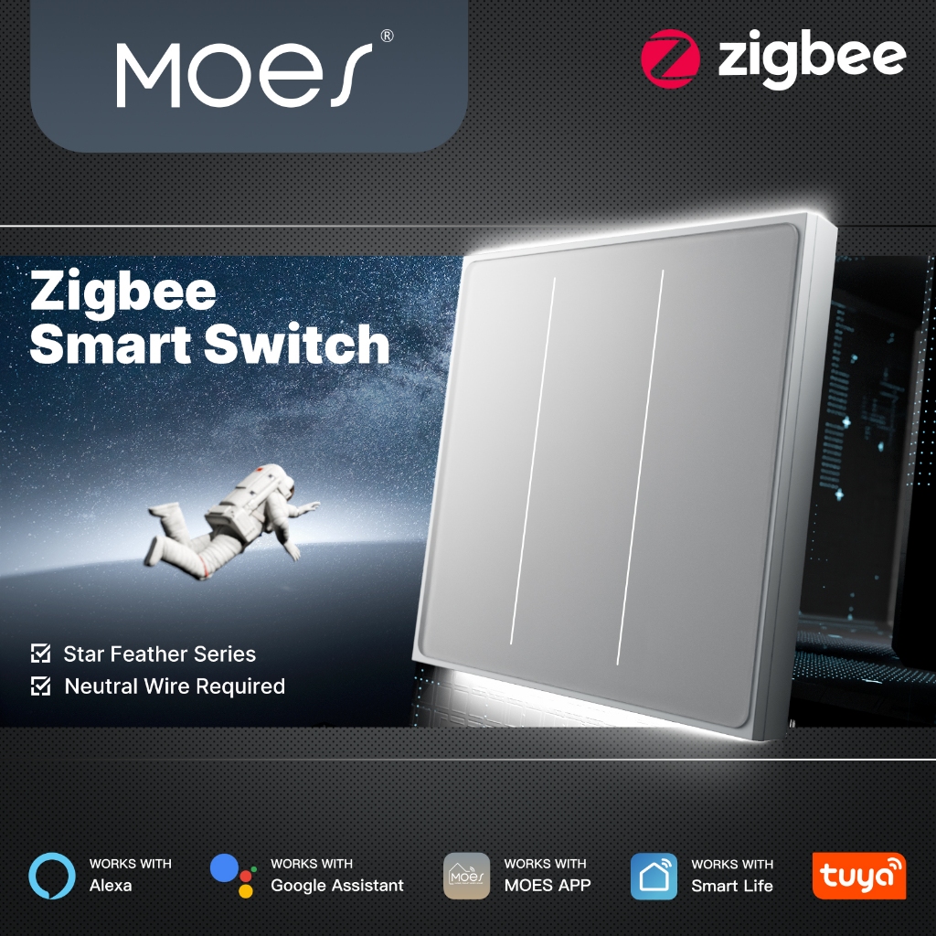 MOES Tuya ZigBee Star Feather Switch Smart Push Button With Neutral ...