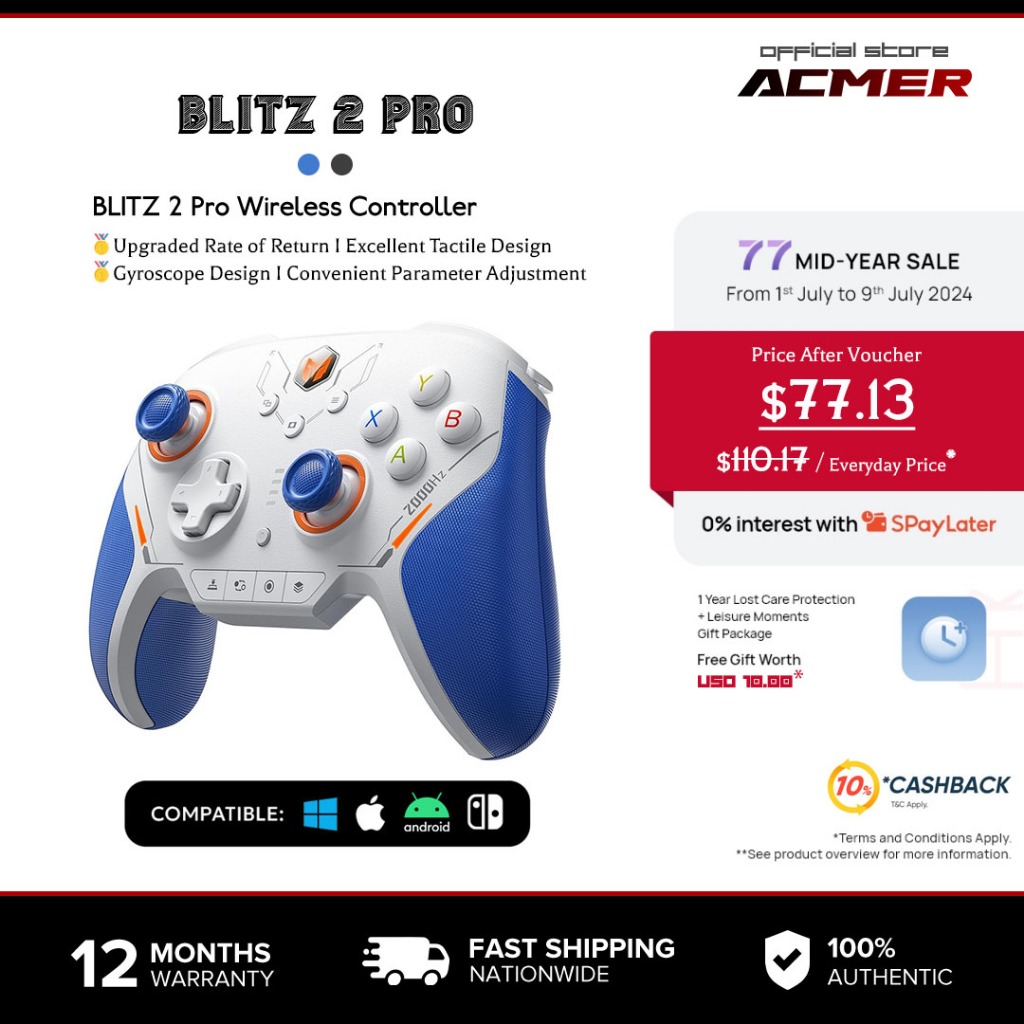 ACMER BIGBIG WON BLITZ 2 Pro Wireless Controller, TMR Electromagnetic ...