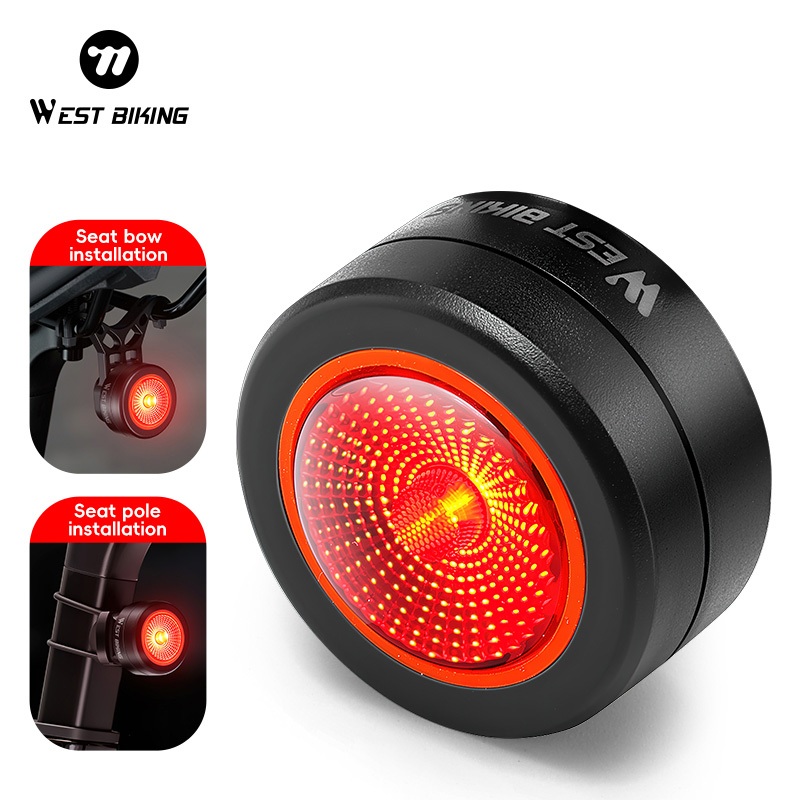 WEST BIKING Bike Light Intelligent Induction Brake Light Magnetic Tail ...