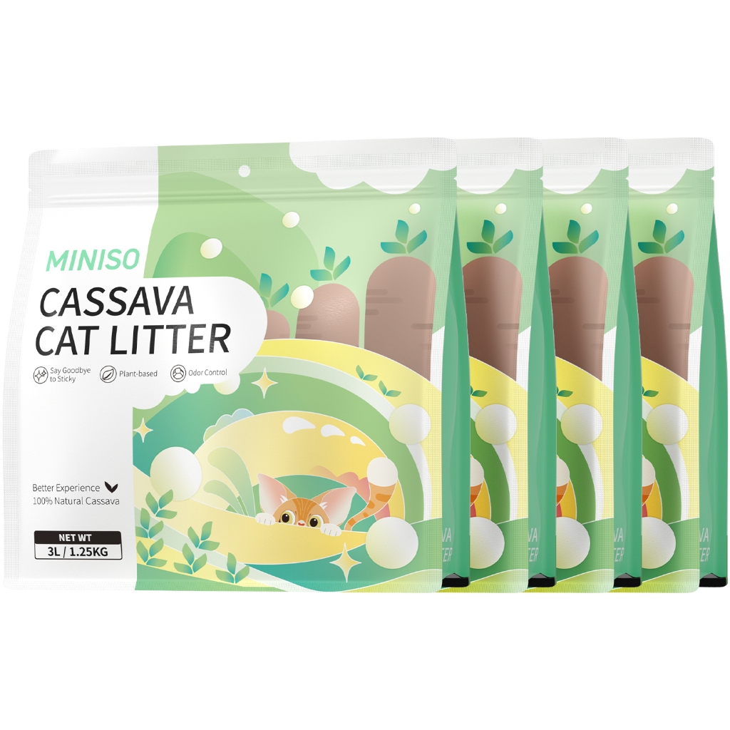 Miniso 7 Bags Cassava Cat Litter 8.75KG Almost Dust-free Anti-stick ...