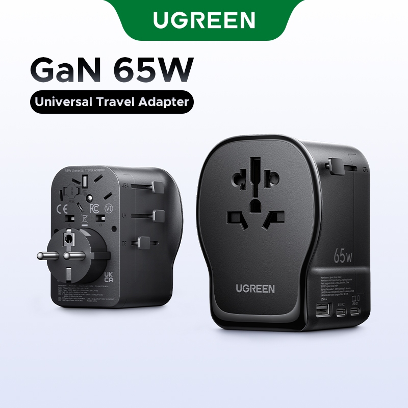 UGREEN Universal Travel Adapter Nexode 65W Switchable Plugs UK/US/DE/CN ...