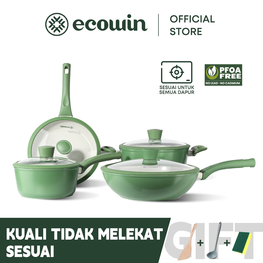 Ecowin cookware Ceramic kuali non stick pan set wok milk pan frying pan soup pot PFOA & PTFE ...