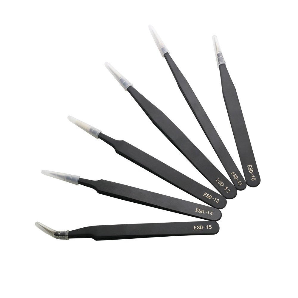 1/6Pcs Precision Tweezers Set ESD Anti-Static Stainless Steel Tweezers ...