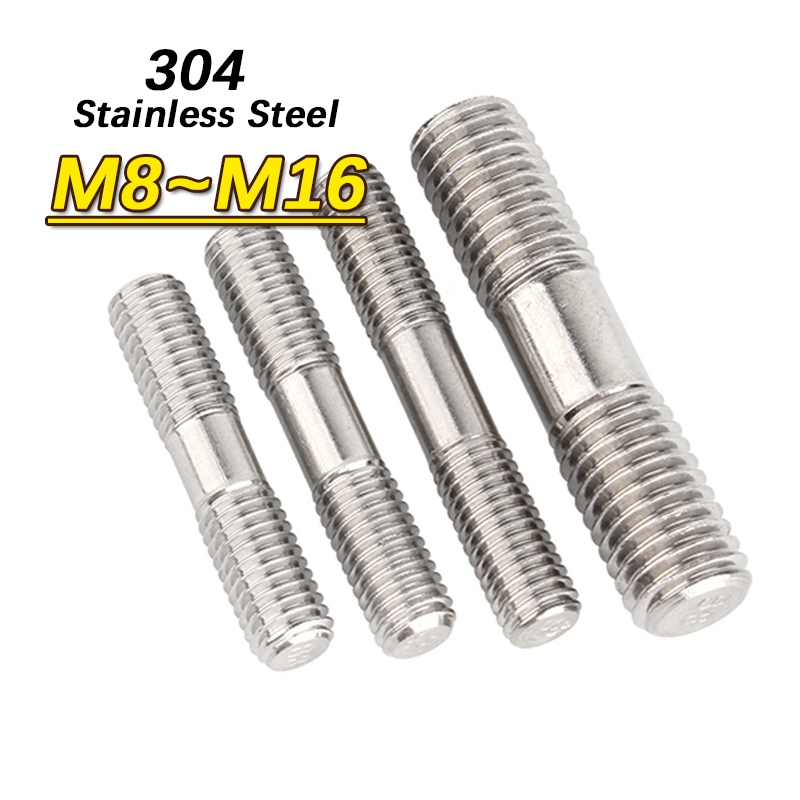 304 Stainless Steel Double End Thread Rod Headless Stud Bolts Screw Rod ...