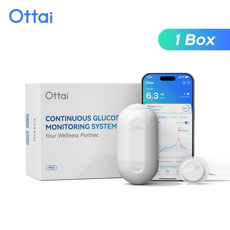 Ottai Continuous Glucose Monitor Full Set CGM Kit 1 Sensor + 1 Transmitter Continuous Glucose ...