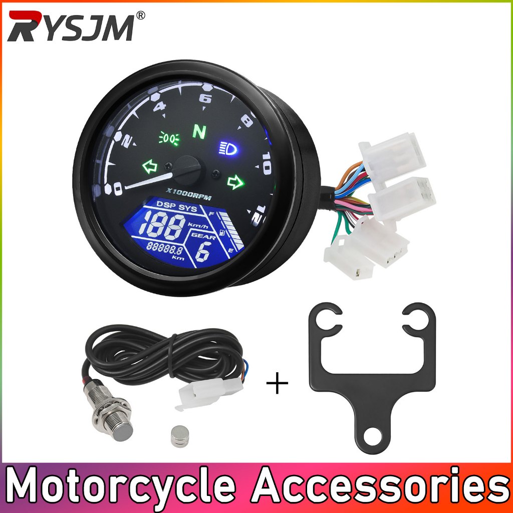 Motorcycle LCD Digital Speedometer Display 12000RPM Tachometer Mileage ...