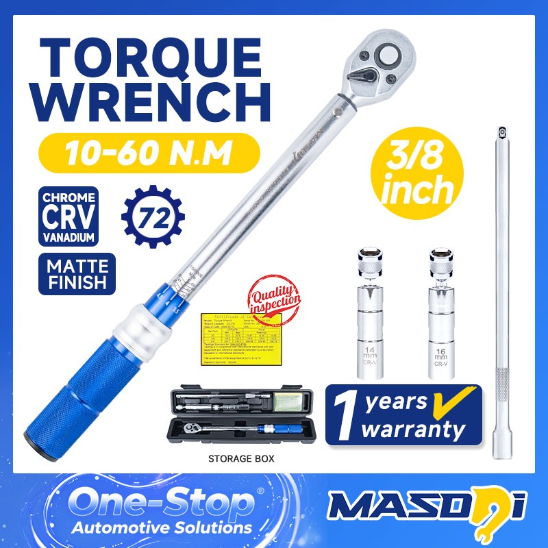 3/8" 10-60N.m Torque Wrench with Spark Plug Kit, Adjustable Torque, Bi-directional Ratchet ...