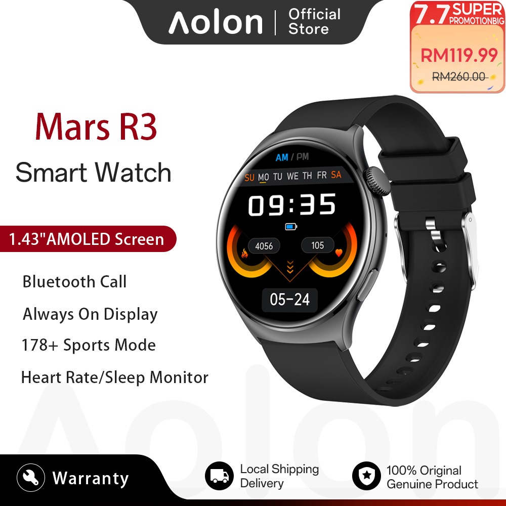 Aolon Mars R3 Smart Watch Original AMOLED Always On Display 200+ Watch ...