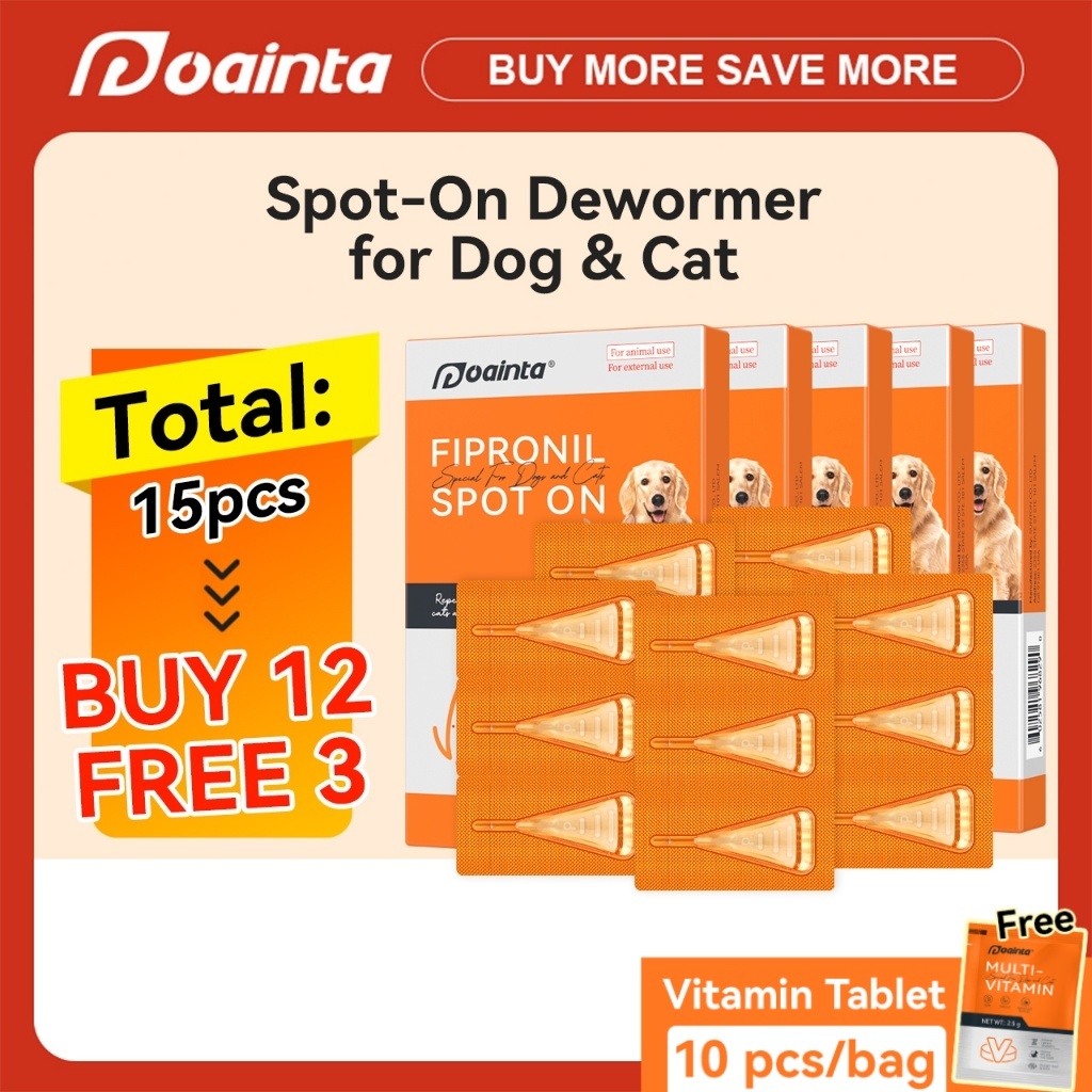 [ BUY 12 FREE 3 ] Pet Spot-On External Dewormer Anti Tick Flea Worm Pet ...
