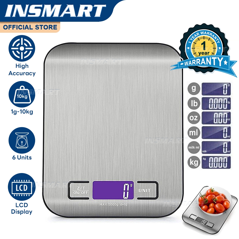 INSMART Kitchen Scale, Electronic Scale,6 UnitsFood Scale, LED Display ...