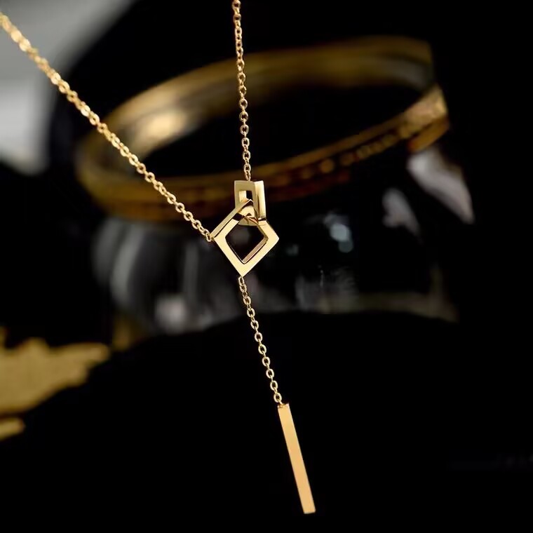 Geometric Square Necklace Women Niche Designer Fashion Luxury Chain New ...