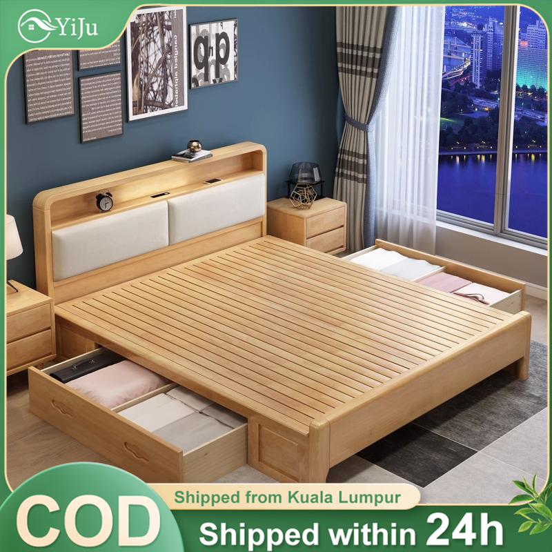 【𝟐-𝟒 𝐝𝐚𝐲𝐬 𝐝𝐞𝐥𝐢𝐯𝐞𝐫𝐲】Solid Wood Bed Frame Super Single/Queen/King Bed ...