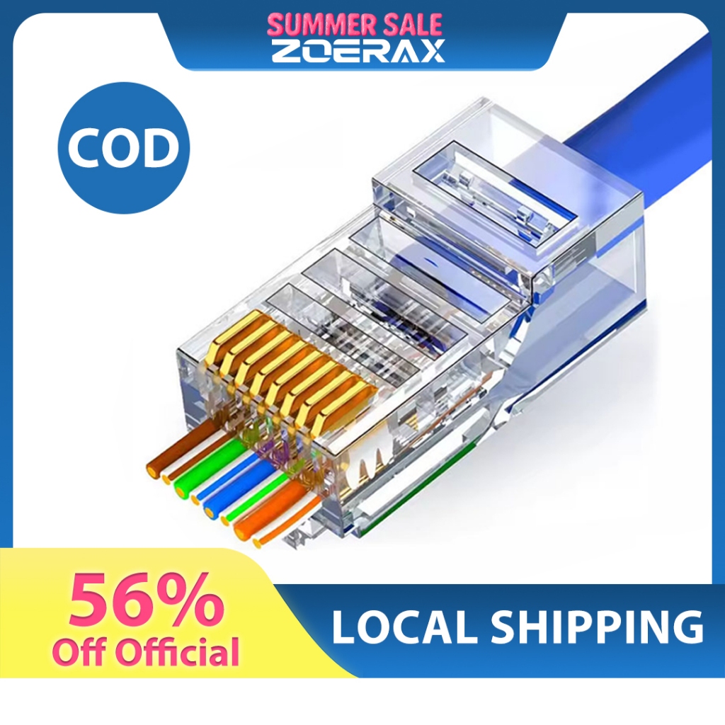 ZoeRax CAT6a Cat6 CAT5e RJ45 Pass through Connector UTP Unshielded ...
