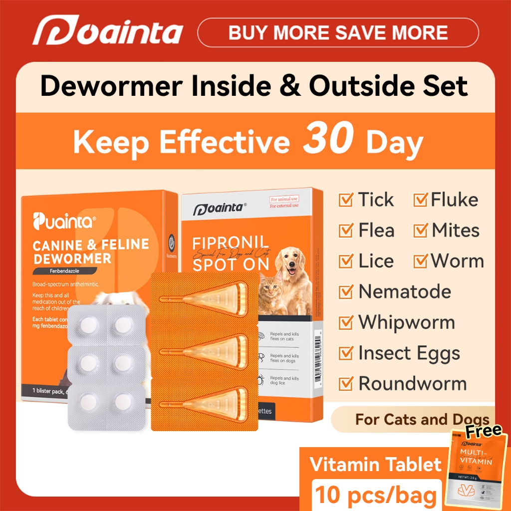 PUAINTA Anti Tick Flea Pet Spot-On External Dewormer & Pet Dewormer ...