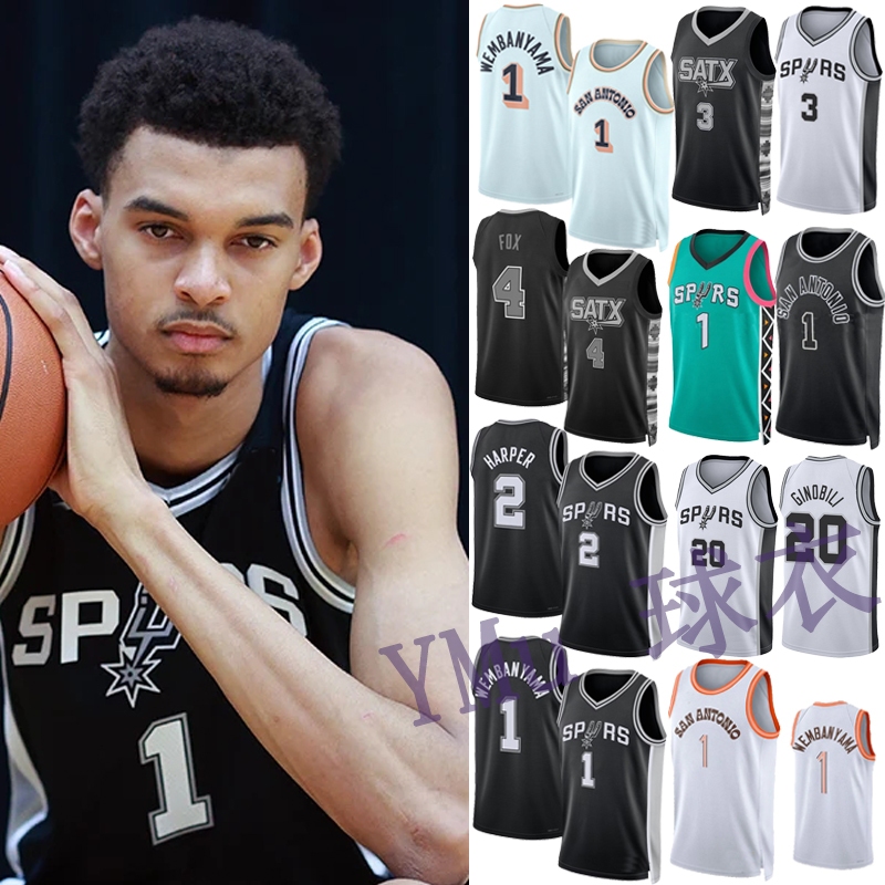 Compatible For Original Spurs Jersey Wembanyama No. 1 Ginobili 20 ...