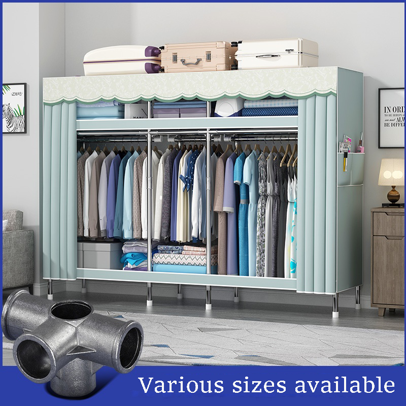 Lego simple wardrobe home bedroom steel frame thick steel pipe cloth ...