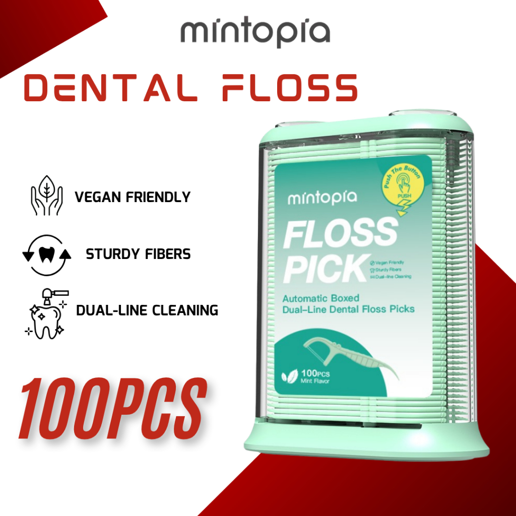 Mintopia Cool Mint Deep Clean Floss | 100PCS | Button Pop-Up Box ...