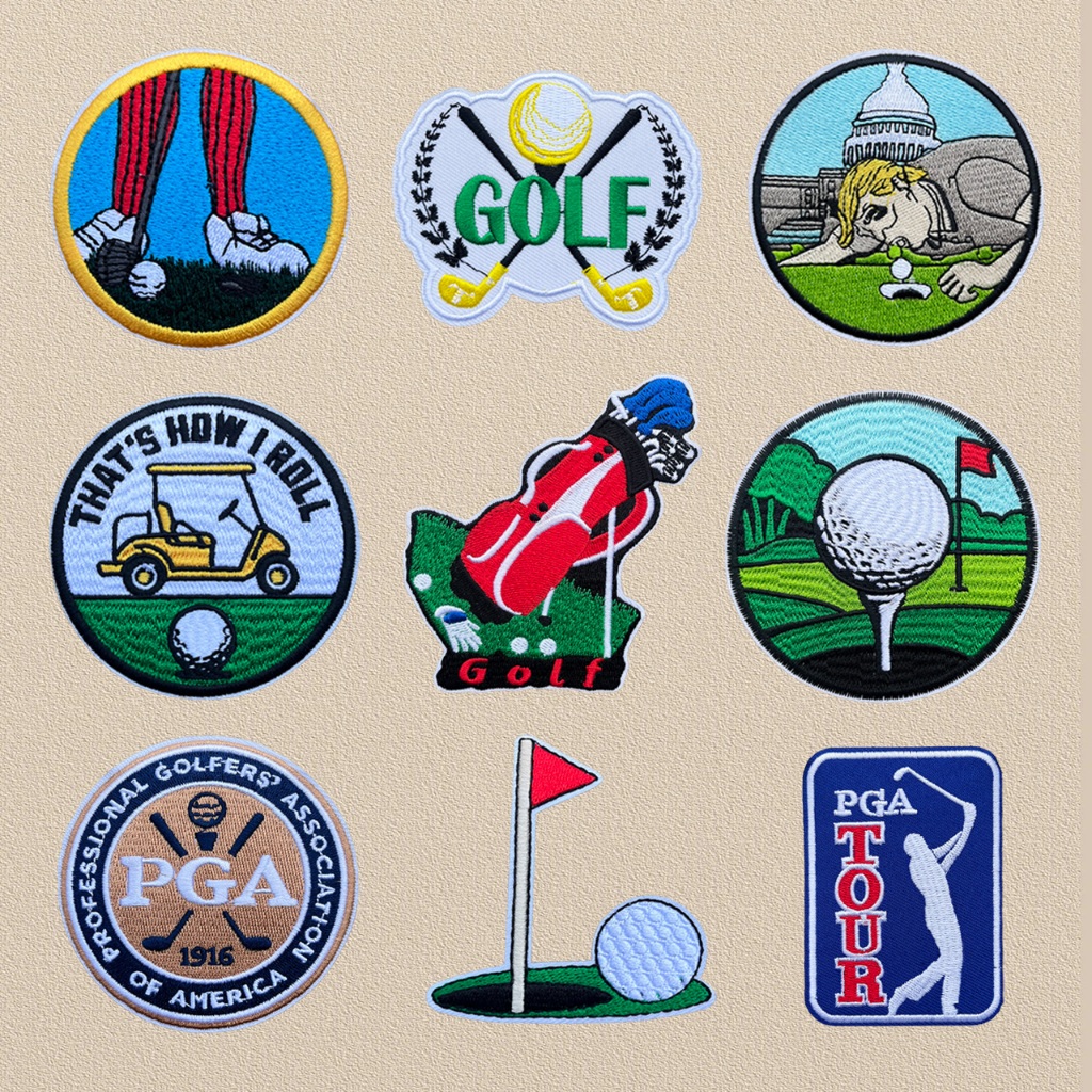 Customized Brand Logo PGA Golf Velcro Patches Embroidery Clothing Hats ...