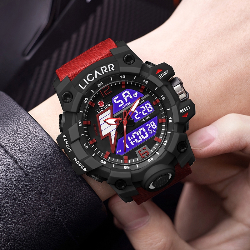 LICARR Original Fashion Brand Men's Watch Sports Waterproof Alarm Date ...