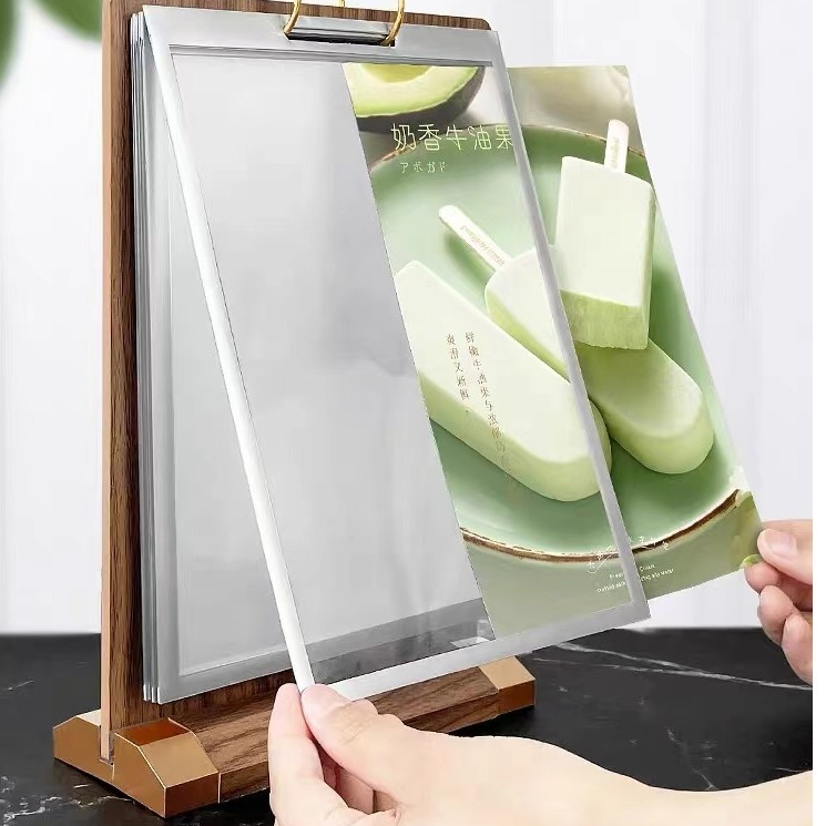 [Shop Hot Sale] Walnut A4 Flip Table Card Wooden Recipe a5 Desktop ...