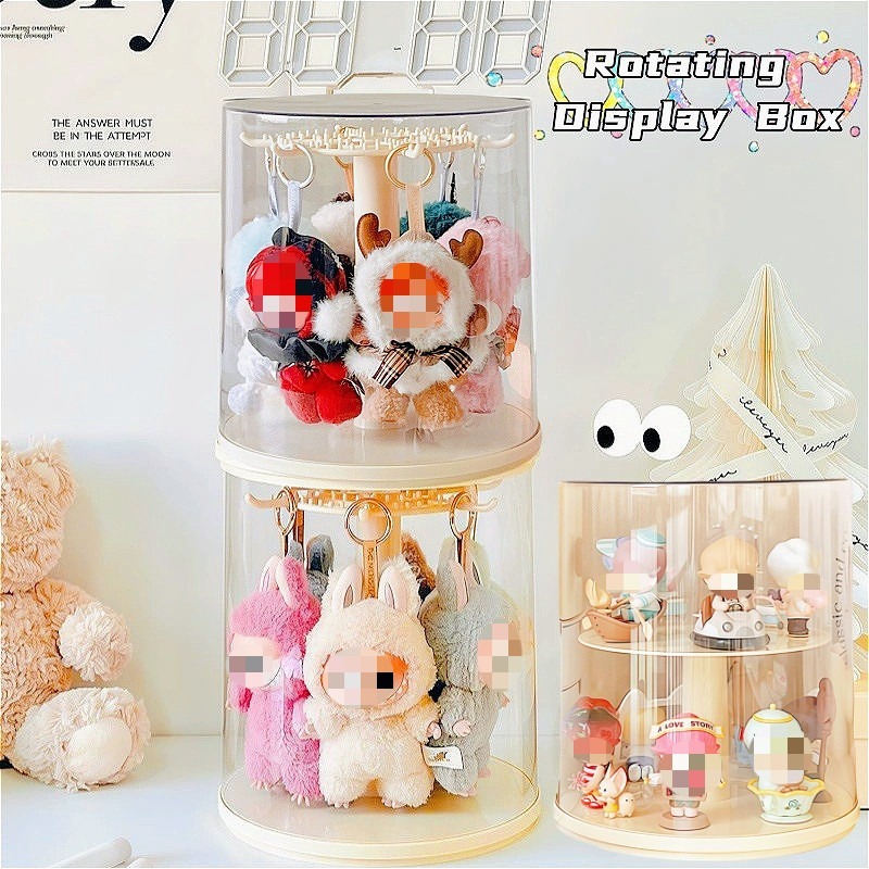 Cute Plush Doll Pendant Display Box 360 ° Rotating Transparent Doll ...