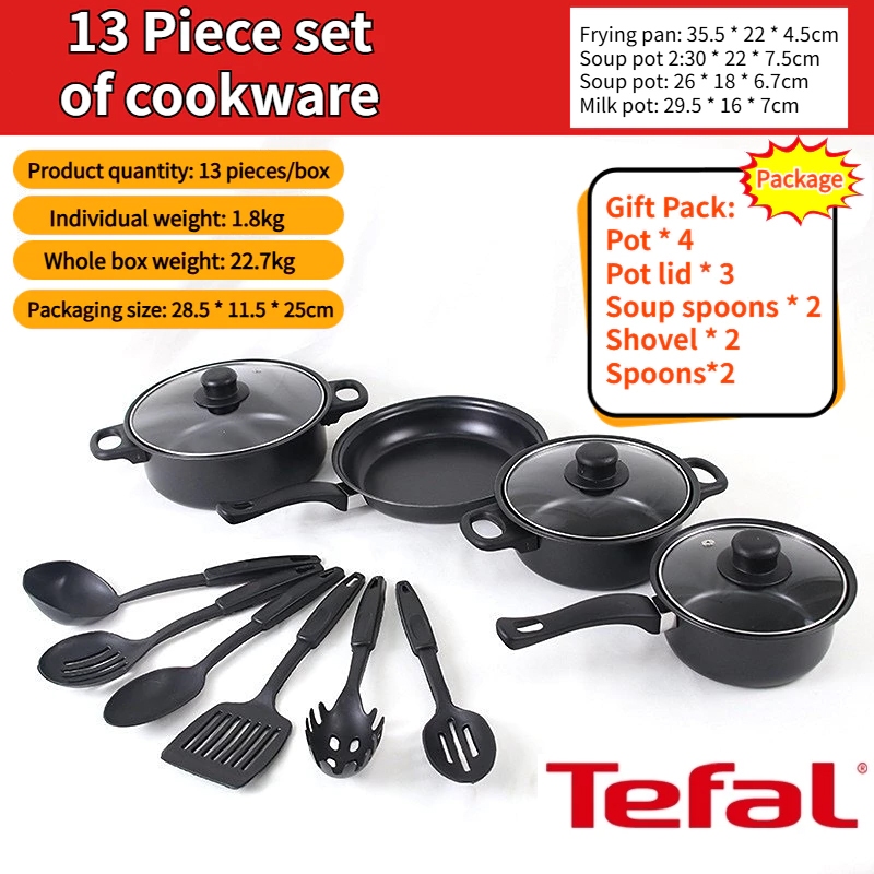 [Malaysian Stock] Tefal 13-piece non-stick cookware set with detachable ...