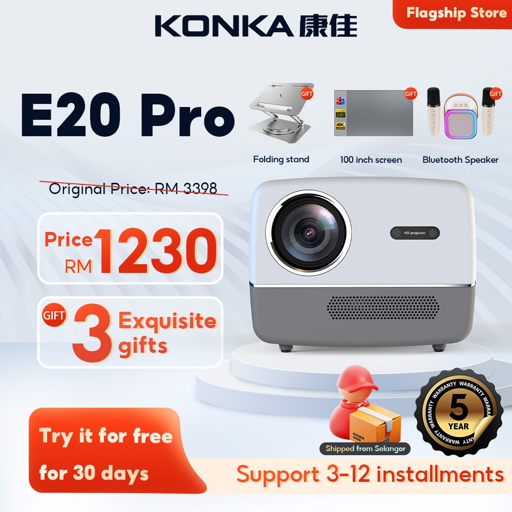 【5-Year Warranty】Konka/康佳 HD 4k projector fully enclosed optical all-in ...