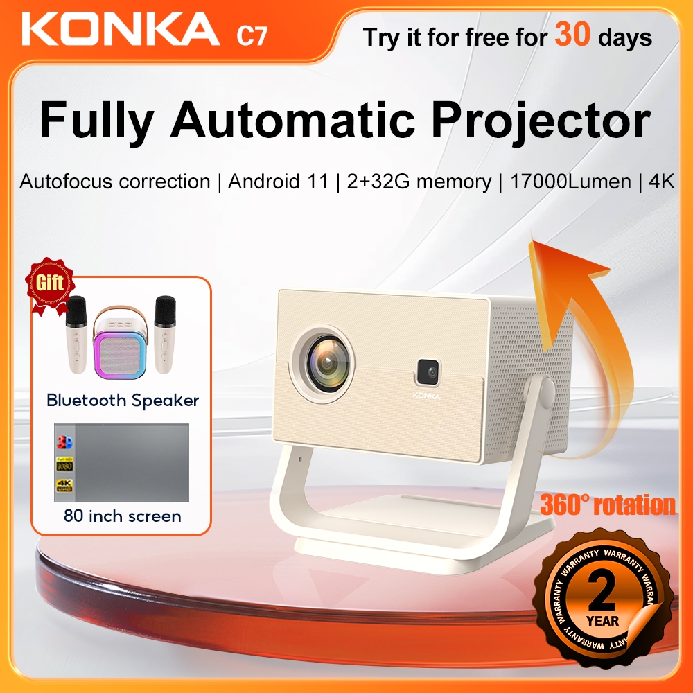 Konka C7 Smart Projector4K Android Auto-Focus with Wireless BT & Screen ...