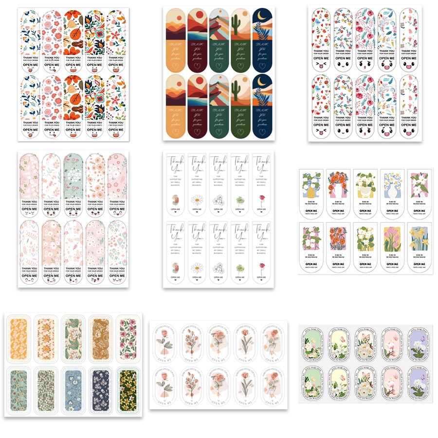 100 Pcs/Pack Colorful Floral Sealing Labels Thank You For Your Order ...