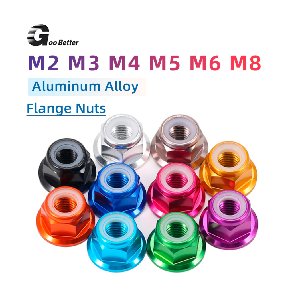 M2 M3 M4 M5 M6 M8 RC Flanged Nyloc Anodised Aluminium Wheel Nuts ...
