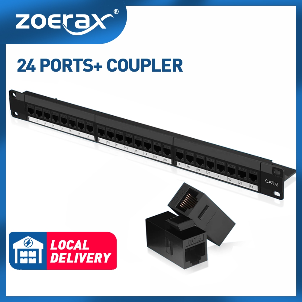 ZoeRax Patch Panel 24 Port Cat6 Cat6a Cat7 with Inline Keystone 10G ...